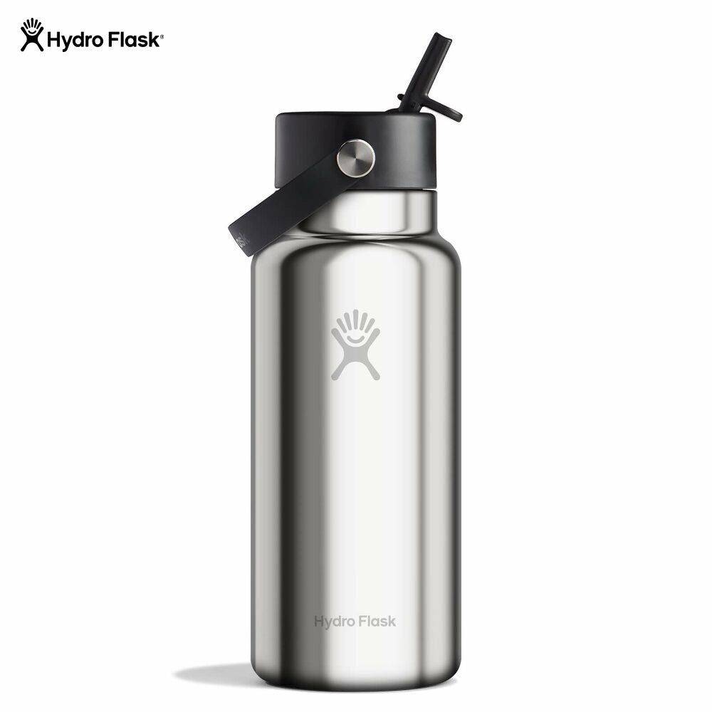 Hydro Flask Wide Mouth Flex Straw Cap 32 oz Metallic Silver ...